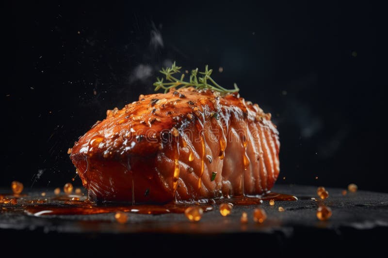 Grilled Salmon Fish. Salmon Steak on BBQ Stock Illustration ...