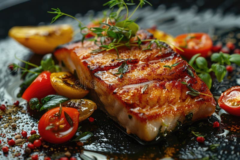 Grilled Salmon Red Fish Steak Stock Photo - Image of steak, closeup ...