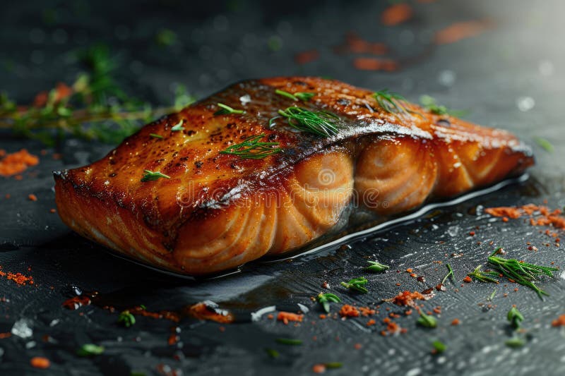 Grilled Salmon Red Fish Steak Stock Photo - Image of gourmet, seafood ...
