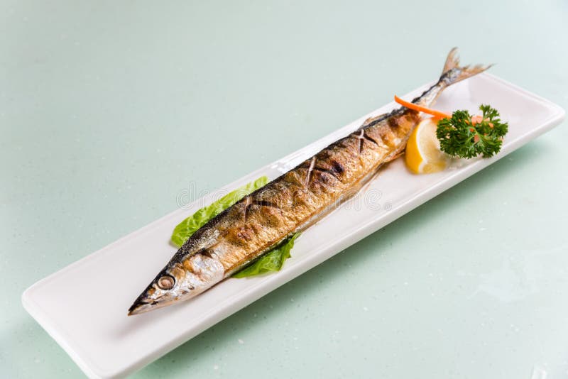 Grilled saury stock photo. Image of dish, food, asia - 67339952