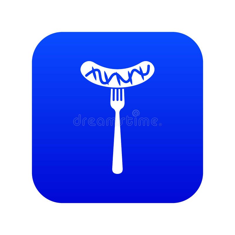 Grilled Sausage on a Fork Mustard Icon Digital Blue Stock Vector ...