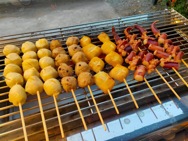 Grilled Sausage on the Grill Stock Photo - Image of roasted, cooked ...