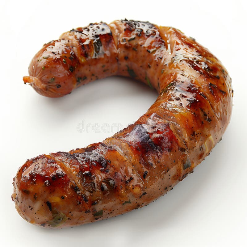 Grilled Sausage Link Isolated on White Background Stock Image - Image ...