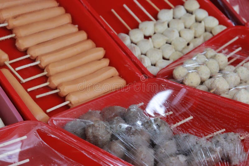 Grilled Sausage Snacks Sold on the Roadside Stock Image - Image of ...