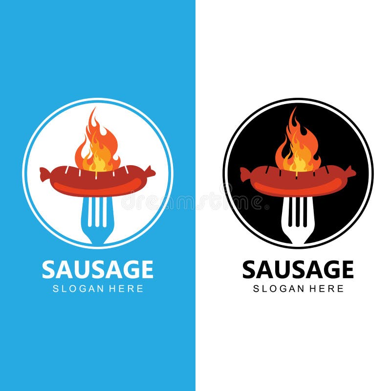 Grilled Sausage Vector Design Retro Cool Food Logo Stock Vector ...