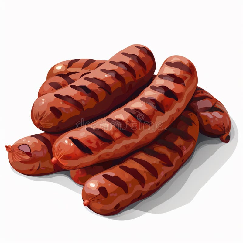 Grilled Sausages with Striking Char Marks Illustration Stock Image ...