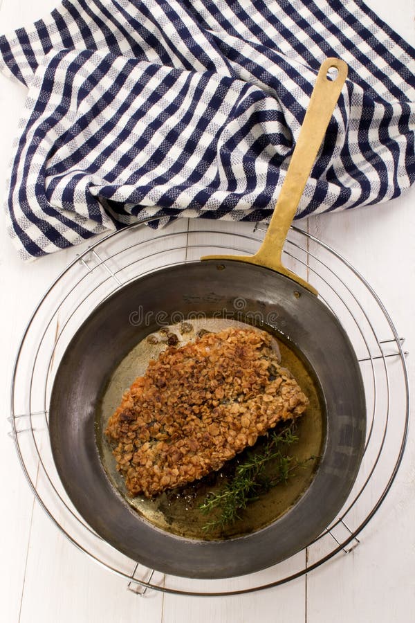 Grilled Scottish Kipper Coated with Oatmeal and Thyme in a Pan Stock ...