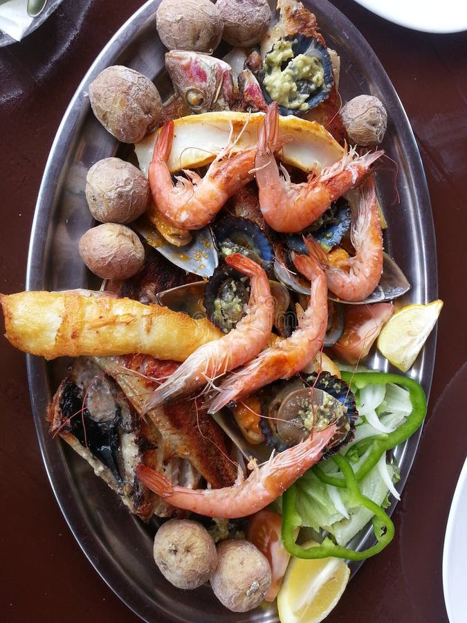 Grilled seafood stock photo. Image of vegtables, fish - 42850588