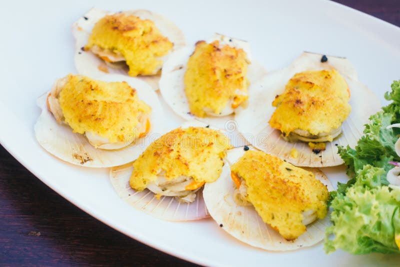 Grilled Shell with Butter and Garlic Stock Photo - Image of shellfish ...