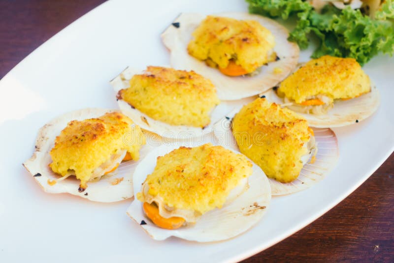 Grilled Shell with Butter and Garlic Stock Photo - Image of seafood ...