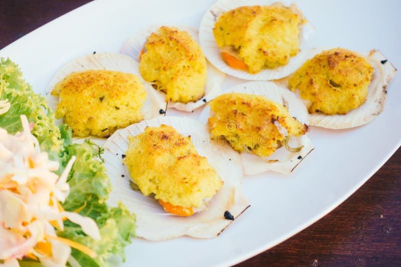 Grilled Shell with Butter and Garlic Stock Image - Image of food ...