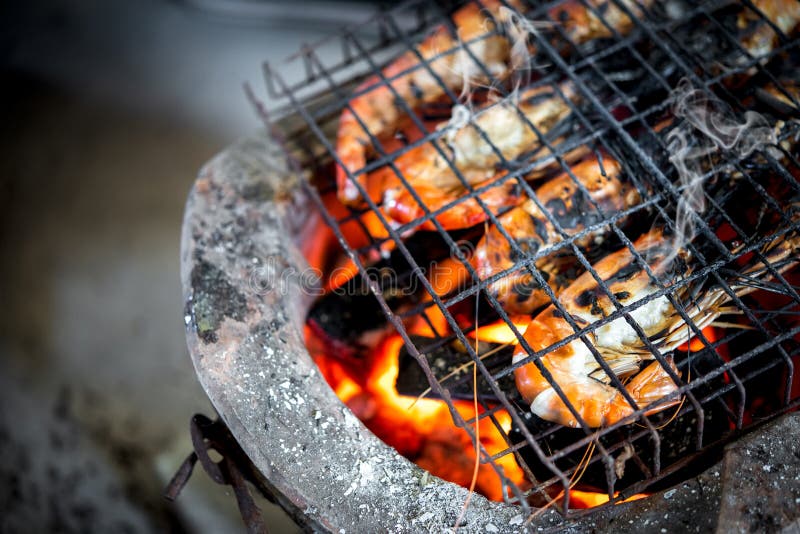 Grilled Shrimp Giant Freshwater Prawn At Market Stock Image Image Of