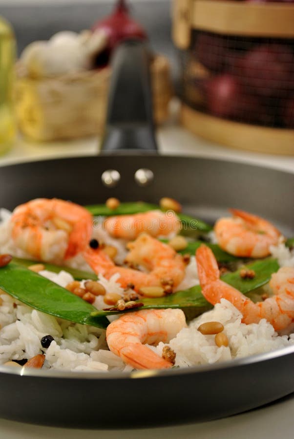 Grilled Shrimp with Rice and Vegetable Stock Photo - Image of healthy ...