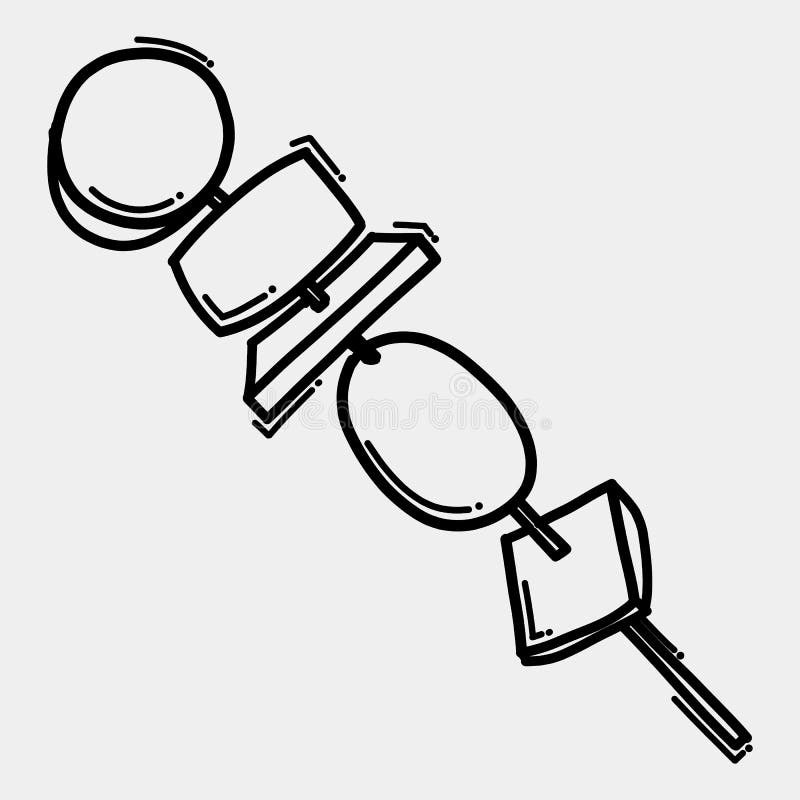 Grilled Skewer Doodle Vector Icon. Drawing Sketch Illustration Hand ...