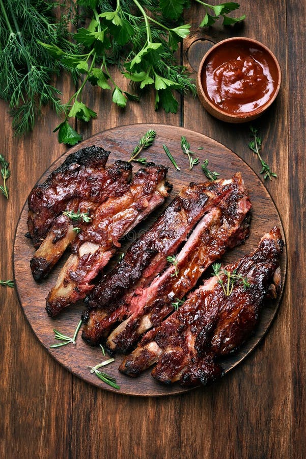 Grilled Sliced Barbecue Pork Ribs Stock Photo - Image of grilled ...
