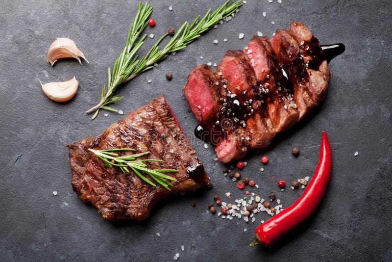 Grilled sliced beef steak stock image. Image of grill - 72557529