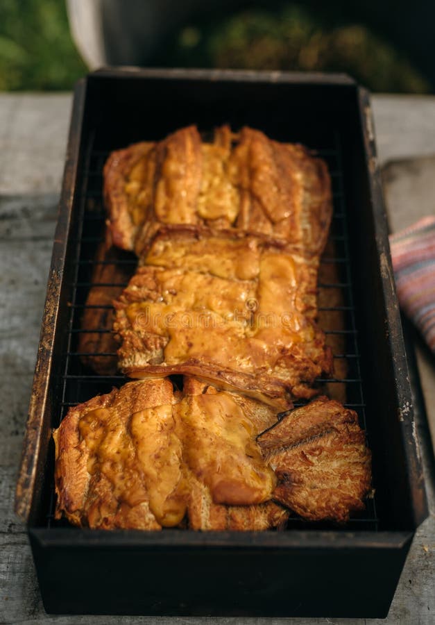 Grilled smoked barbecue. stock photo. Image of black - 85996206