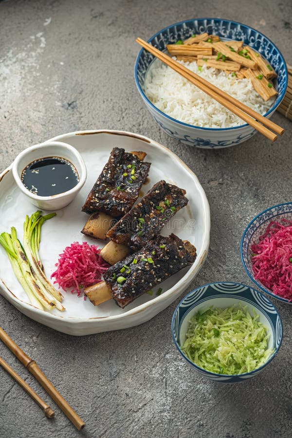 Grilled and Smoked Korean Style Short Ribs Stock Image - Image of meal ...