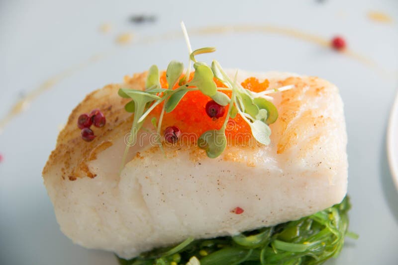 Grilled Snow Fish with Sauce. Stock Image - Image of simple, prepared ...