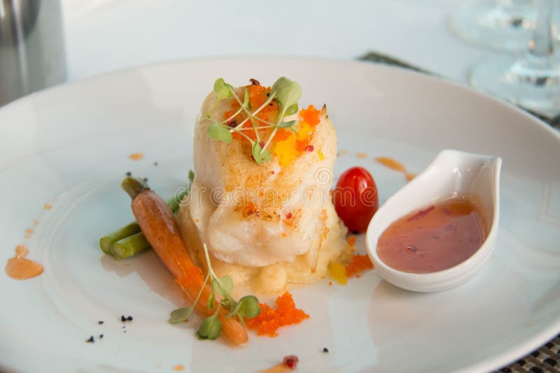 Grilled Snow Fish with Sauce. Stock Image - Image of grill, diet: 71301439