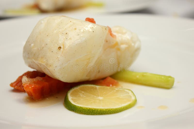 Grilled Snow Fish with White Sauce. Stock Photo - Image of white, steak ...