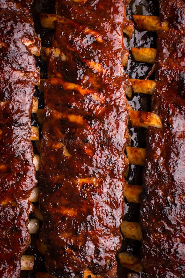 Grilled Spicy Spare Pork Ribs Stock Image - Image of barbecue, wooden ...