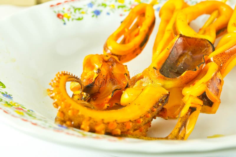 Grilled Squid Place Plate Stock Photos - Free & Royalty-Free Stock ...