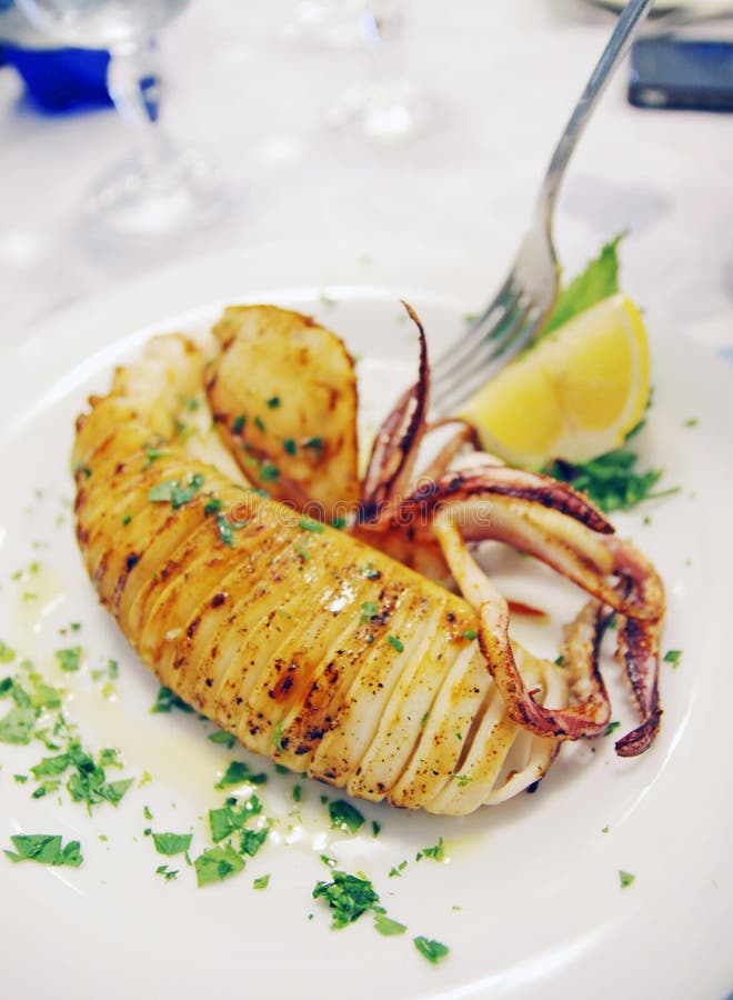 Grilled squid stock photo. Image of seafood, squid, calamari - 34709792