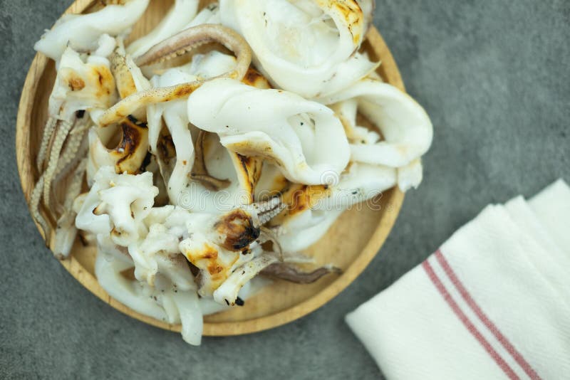Grilled Squid Slice for Eating at a Party Stock Image - Image of juicy ...