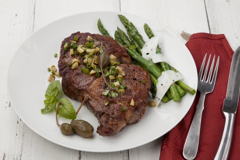 Grilled Steak with Asparagus Stock Image - Image of dinner, beef: 259677287