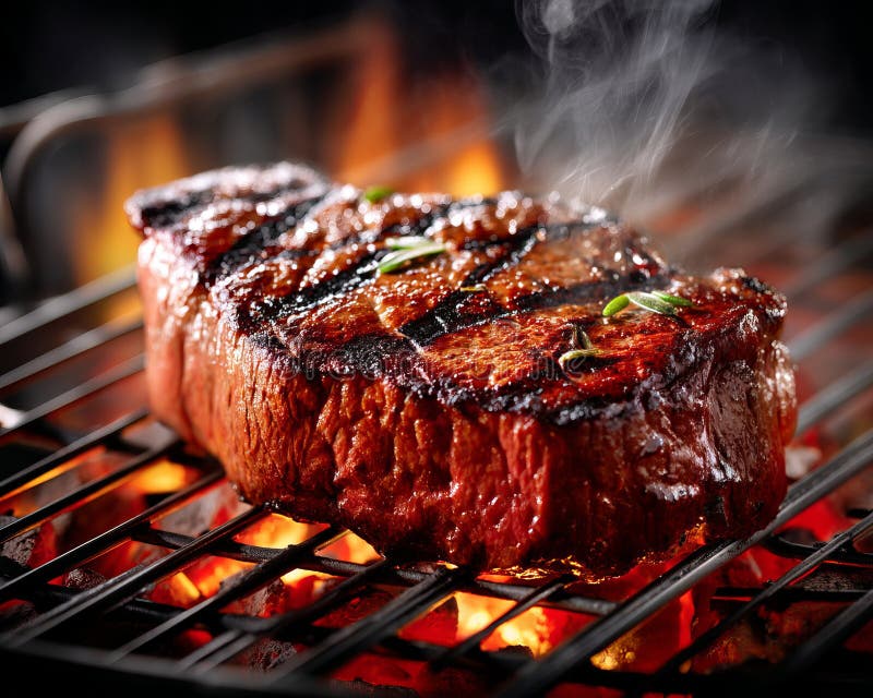 Grilled Steak on Charcoal Grill - a Delicious BBQ Masterpiece Captured ...