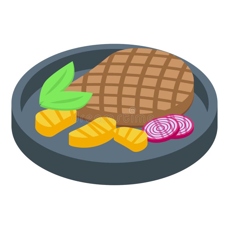 Grilled Steak Icon Isometric Vector. German Cuisine Stock Vector ...