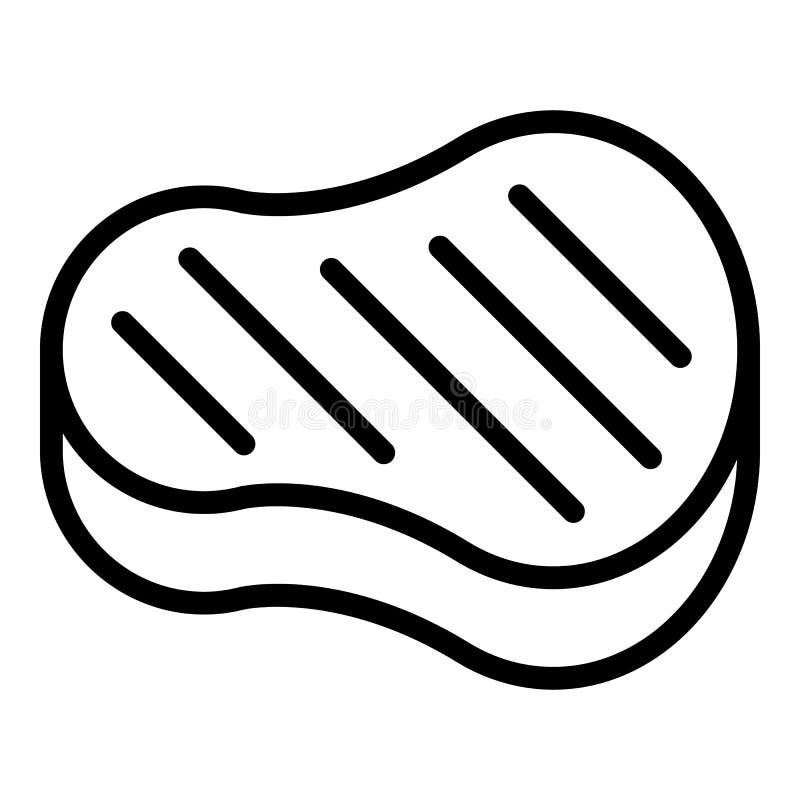 Grilled Steak Icon Outline Vector Fresh Sausage Stock Illustration Illustration Of Chop Cook