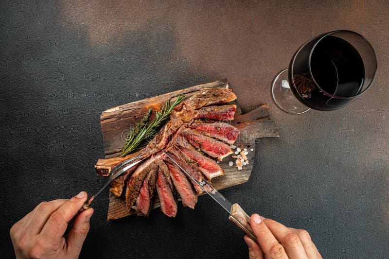 Grilled Steak Ribeye Black Angus Medium Rare Beef. Top View Stock Photo ...