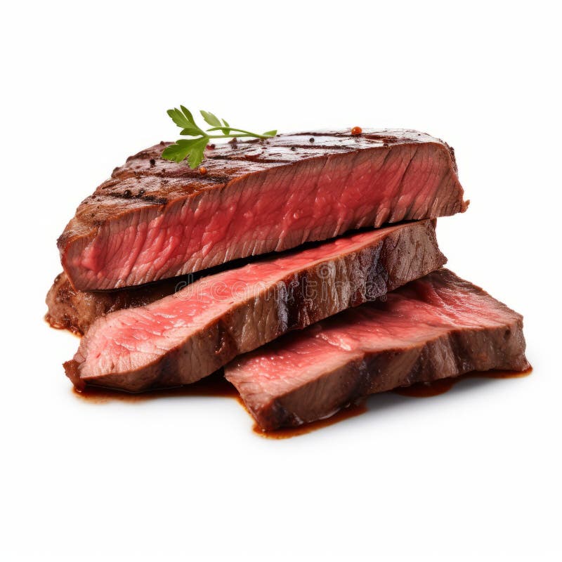 Ultra-realistic Steak Slices Photography on White Background Stock ...