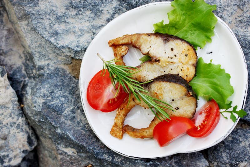 Grilled steaks carp stock image. Image of objects, lunch - 56925755