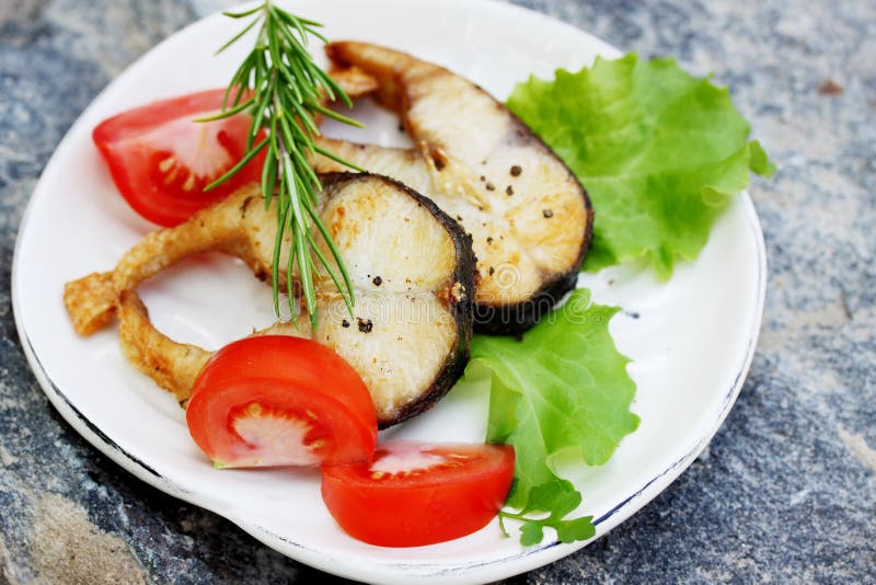 Grilled steaks fish stock photo. Image of meat, baked - 56926308
