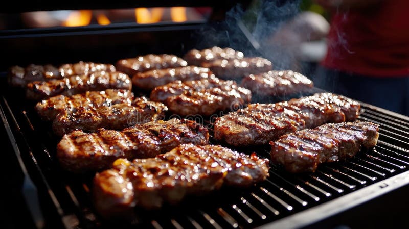 Grilled Steaks with Perfect Sear on a Barbecue Grill Stock Image ...