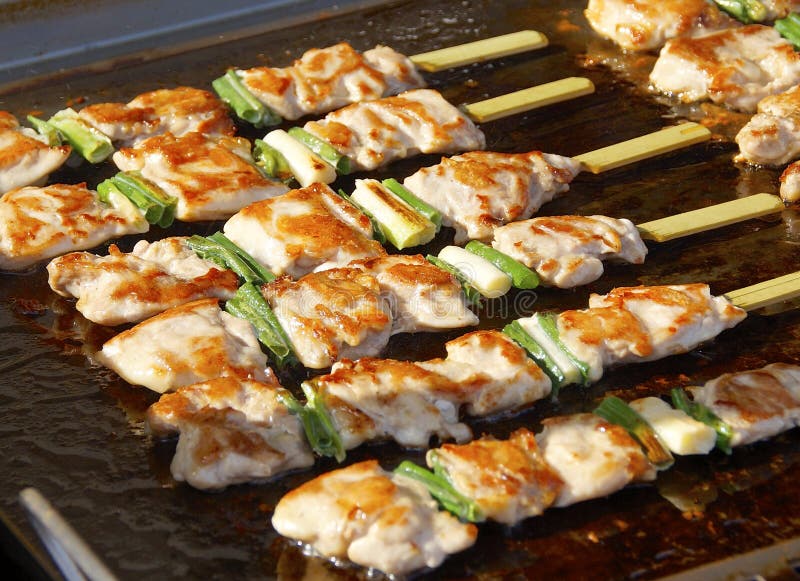 Grilled Sticks with Marinated Chicken Stock Photo - Image of food, spit ...