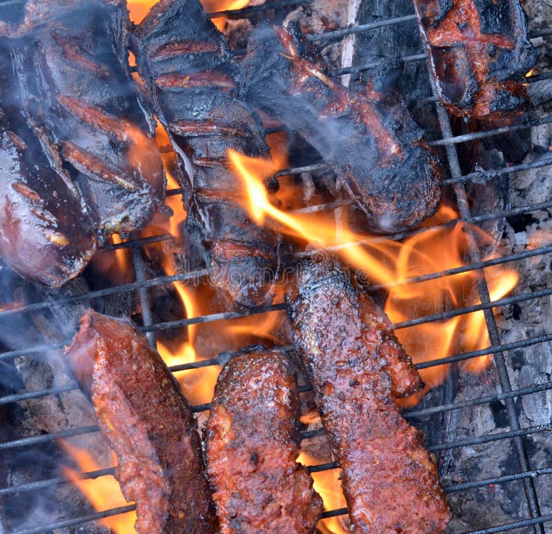 Grilled sucuk stock photo. Image of fire, gourmet, grilling - 39857156