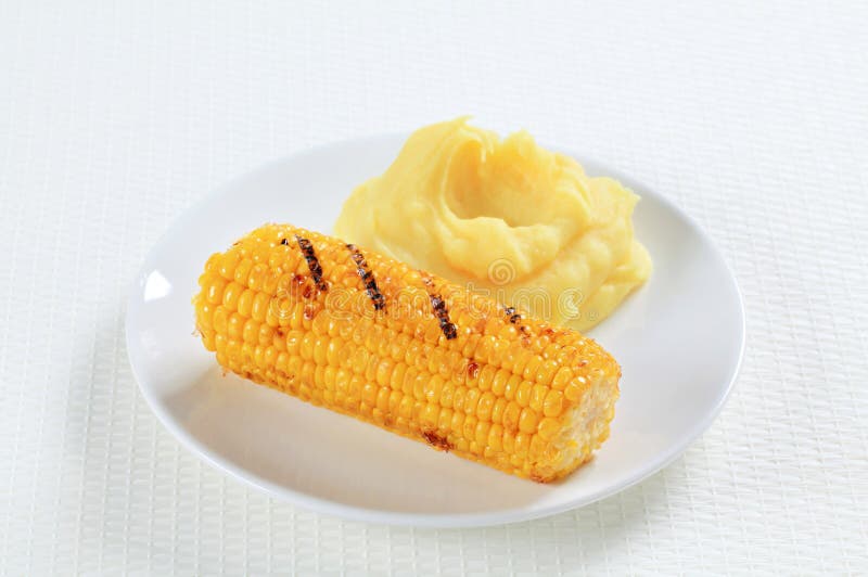 Grilled Sweet Corn with Mashed Potato Stock Image - Image of grilled ...