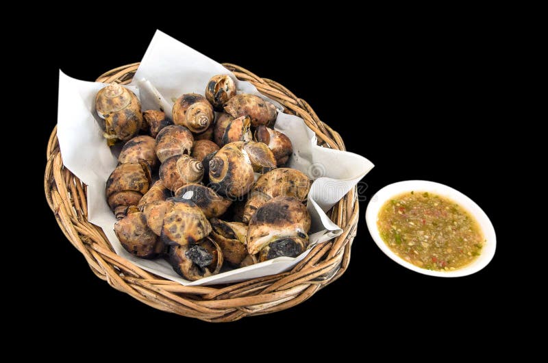 Grilled Thai Escargot Shells with Seafood Dipping Sauce Stock Photo ...