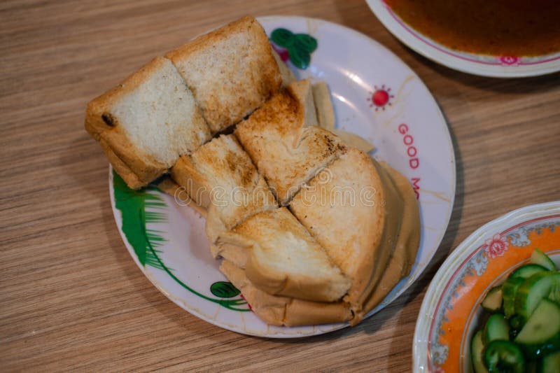 Grilled Toasted Bread Cut into Bite-sized Pieces for Side Dish with ...