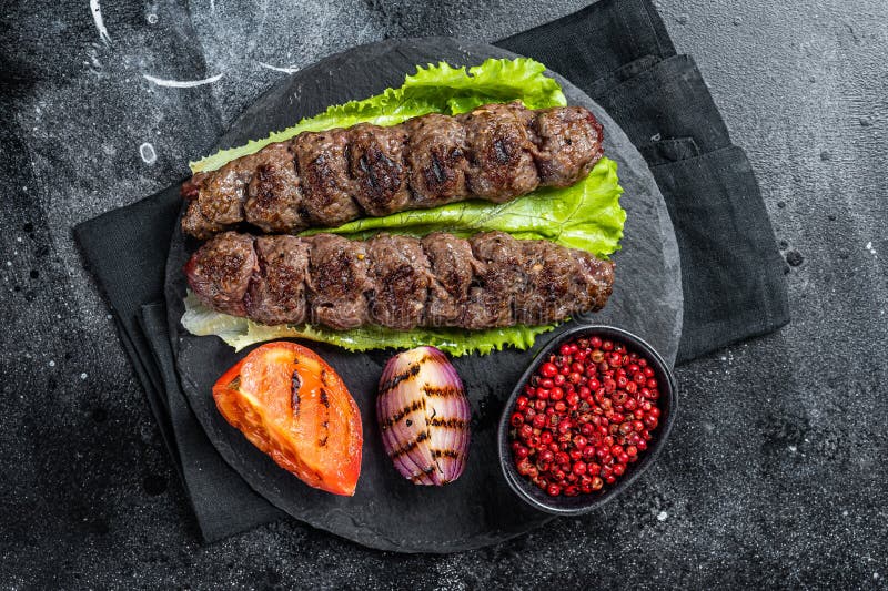 Urfa Kebab, Ground Beef and Lamb Meat Grilled on Skewers. Isolated ...