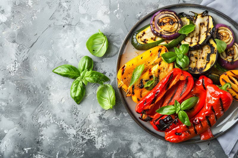 Grilled Vegetable Assortment on a Plate. Stock Photo - Image of fresh ...