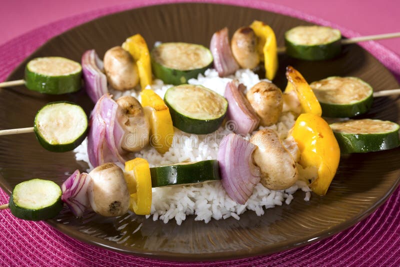 Grilled Vegetable Shish Kebobs Stock Image - Image of vegetables, brown ...