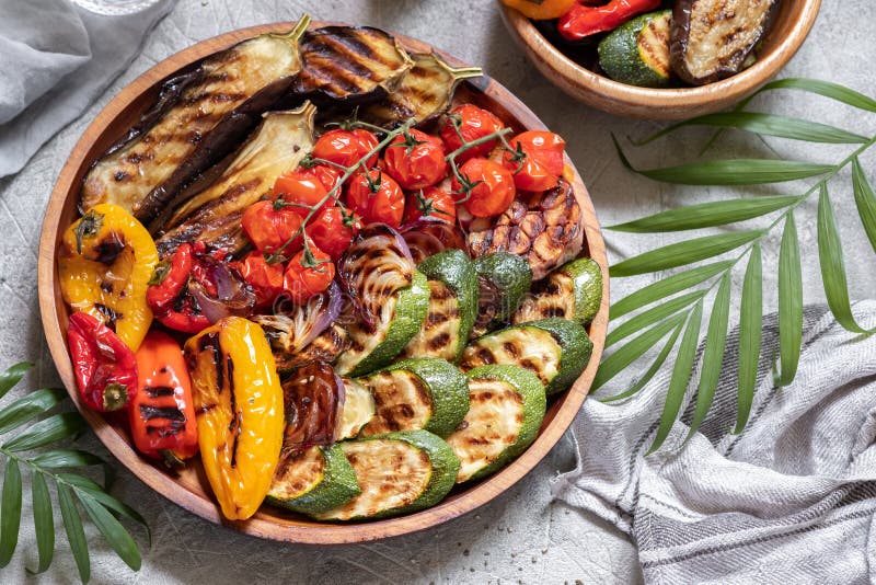 Grilled vegetables platter stock image. Image of gourmet - 121651149