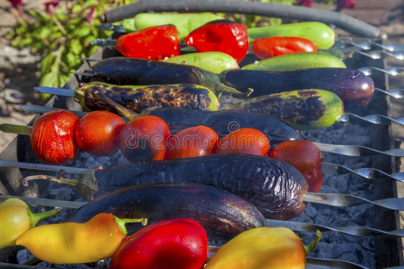 Grilled Vegetables, Vegetables on Caps Stock Photo - Image of caps ...