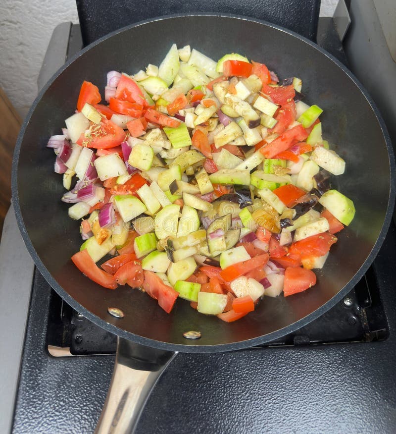 Grilled Vegetables Vegetable Pan Preparation on the Grill Stock Image ...