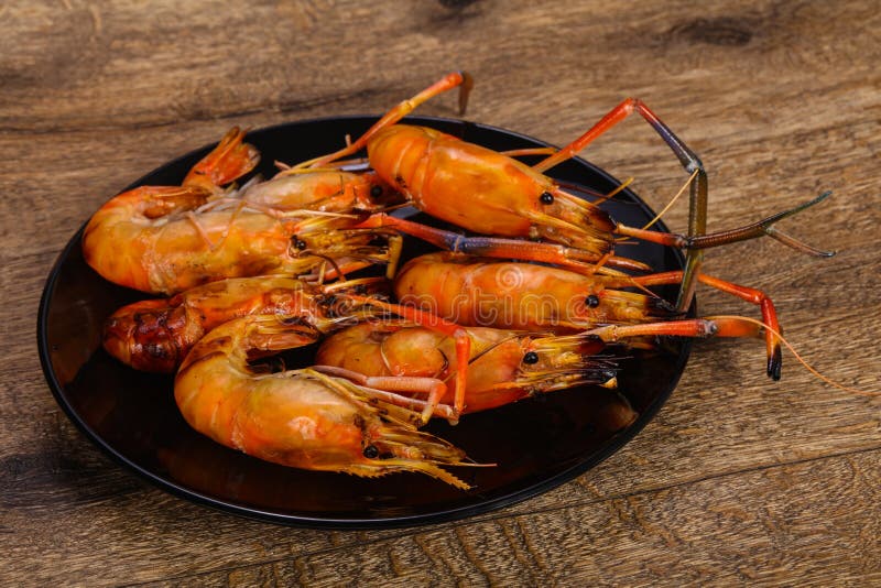 Grilled Water Prawn in the Plate Stock Image - Image of isolated ...